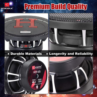 400W 2-Way Component Door Speakers 6.5" Stereo Speakers For Car - HYANKA